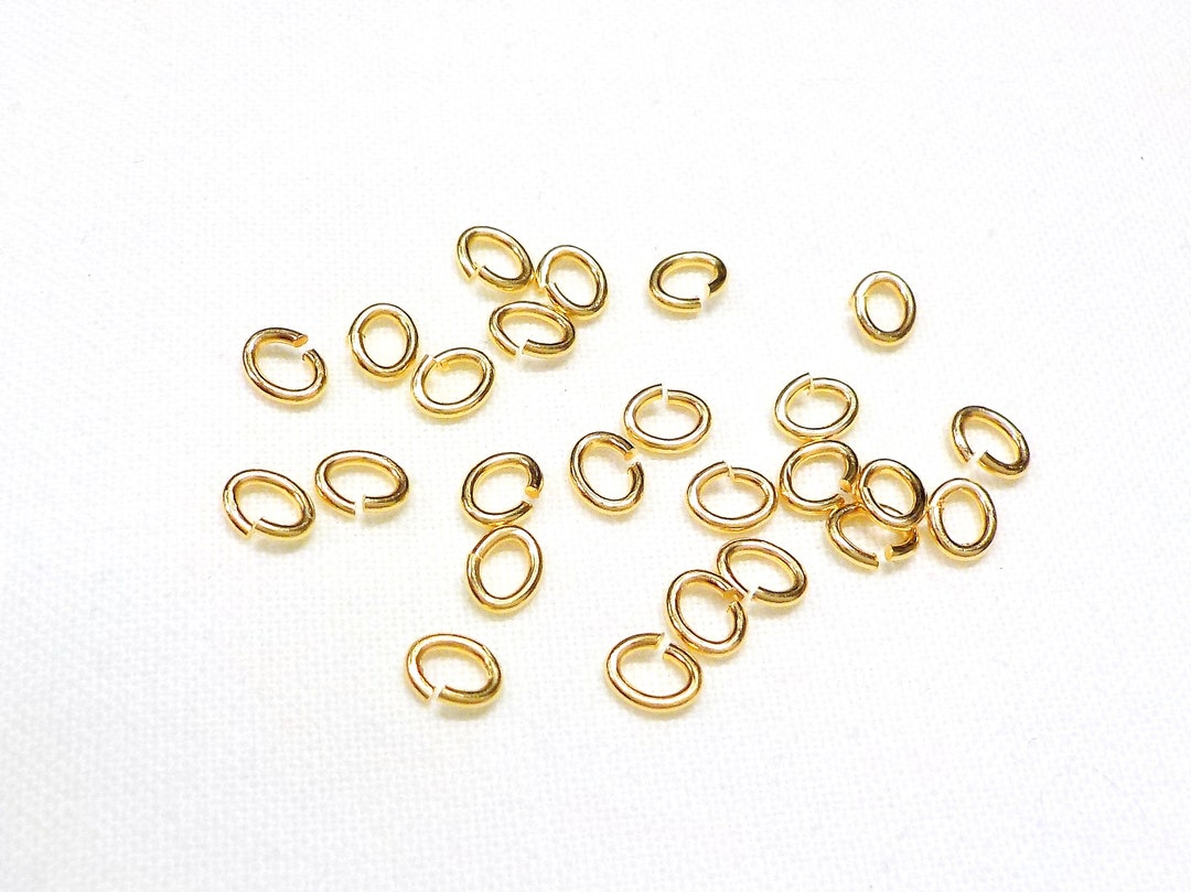 24K Gold Plated Over Brass High Quality Oval Jump Rings 3.5x4.5x0.8mm ...