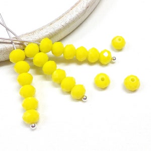 Yellow Opaque Glass Crystal, Yellow Washer Faceted Crystal Beads ...