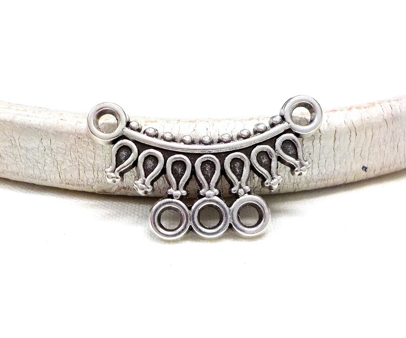 Silver Plated Filigree Bar Pendant, Boho Necklace Bar Connector With ...