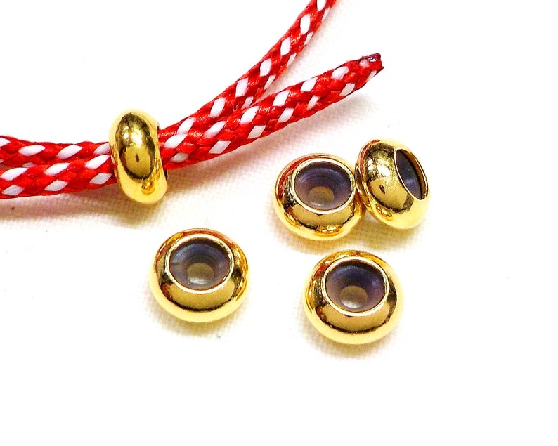 Gold Stopper Beads With Rubber Tube Slider Stopper Beads - Etsy
