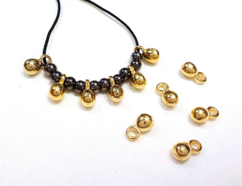 Gold Plated Tiny Balls With Ring Small Dangle Drop Charms - Etsy