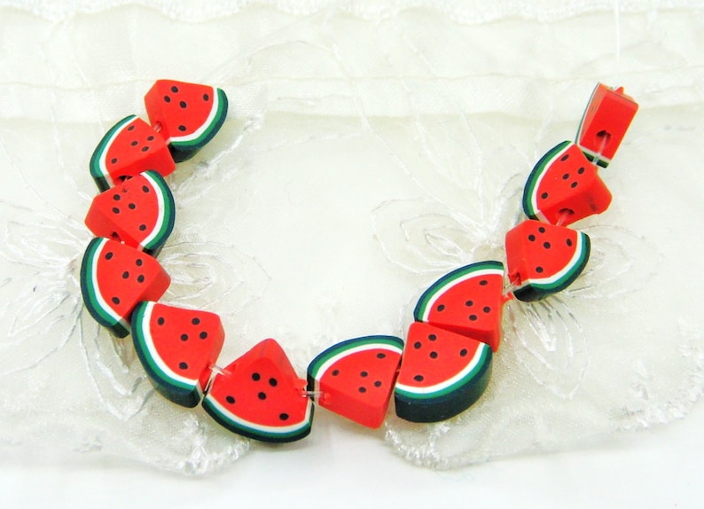 Fimo Polymer Clay Watermelon Fruit Beads, Flat Beads, Fruit Jewelry ...