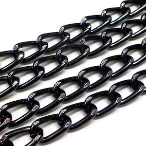 Gun Metal Curb Chain, Black Aluminum Diamond Cut Chain, Open Link ...
