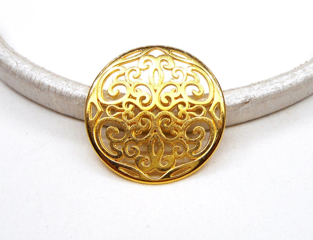 Gold Plated Filigree Round Connector, Filigree Pendant, Greek Metal ...