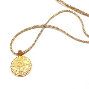 Mayas Calendar 24K Gold Plated Disc Pendant, Mayas Charm, Ancient Maya ...