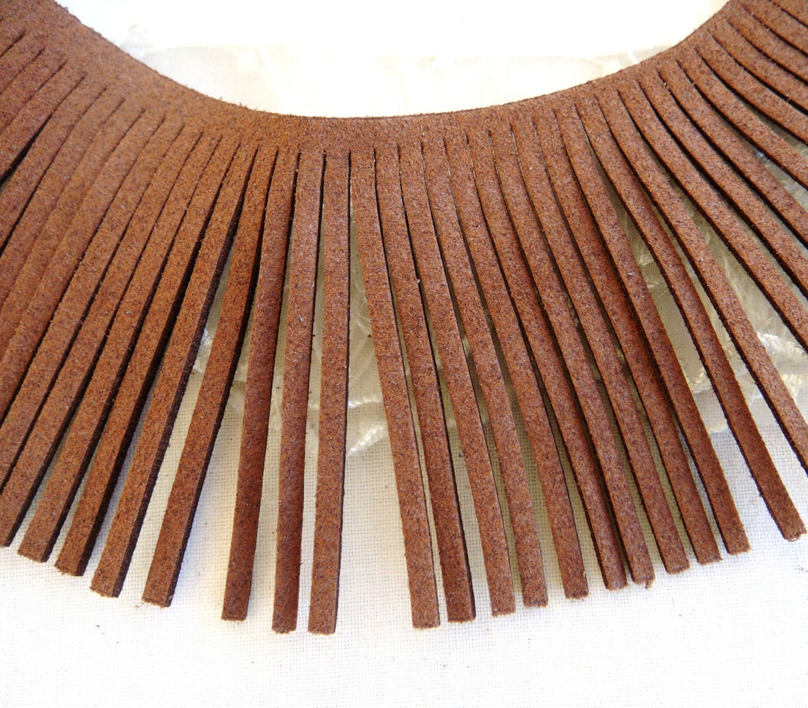 Fringe Trim Faux Suede Coffee Brown, Flat Suede Piece Fringe, 60mm Wide ...