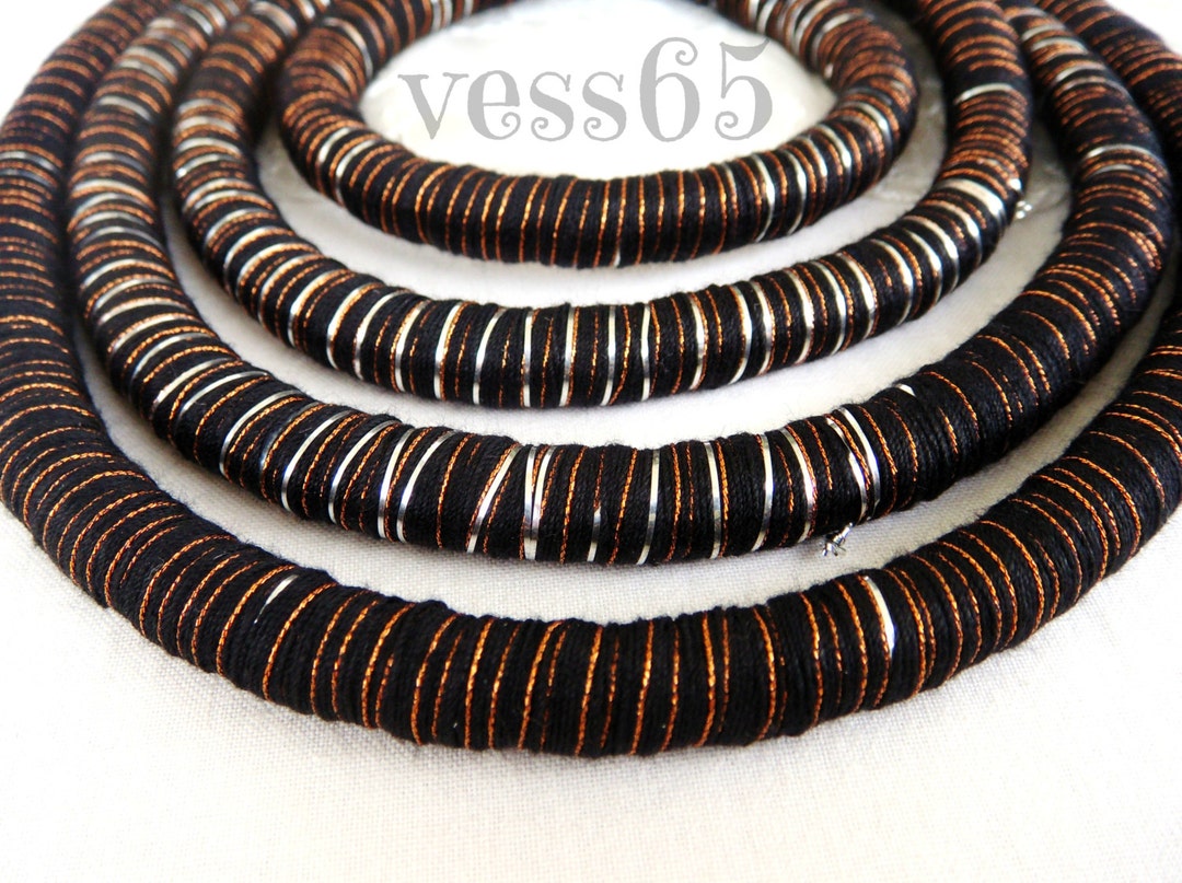 Black Copper Wrapped Thread Rope Cord, Covered Cording Fibre Wrap Cord ...