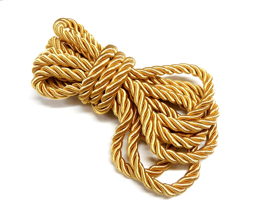 Gold Satin Twisted Cord, Wrapped Thread Cord, 9mm Rope Cord- 1 Yard/ 0 ...