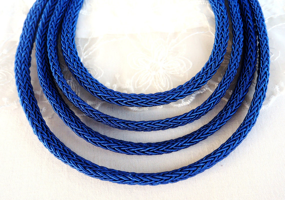 Oval Braided Trim Cord Semisoft Cord Blue Licorice Style | Etsy