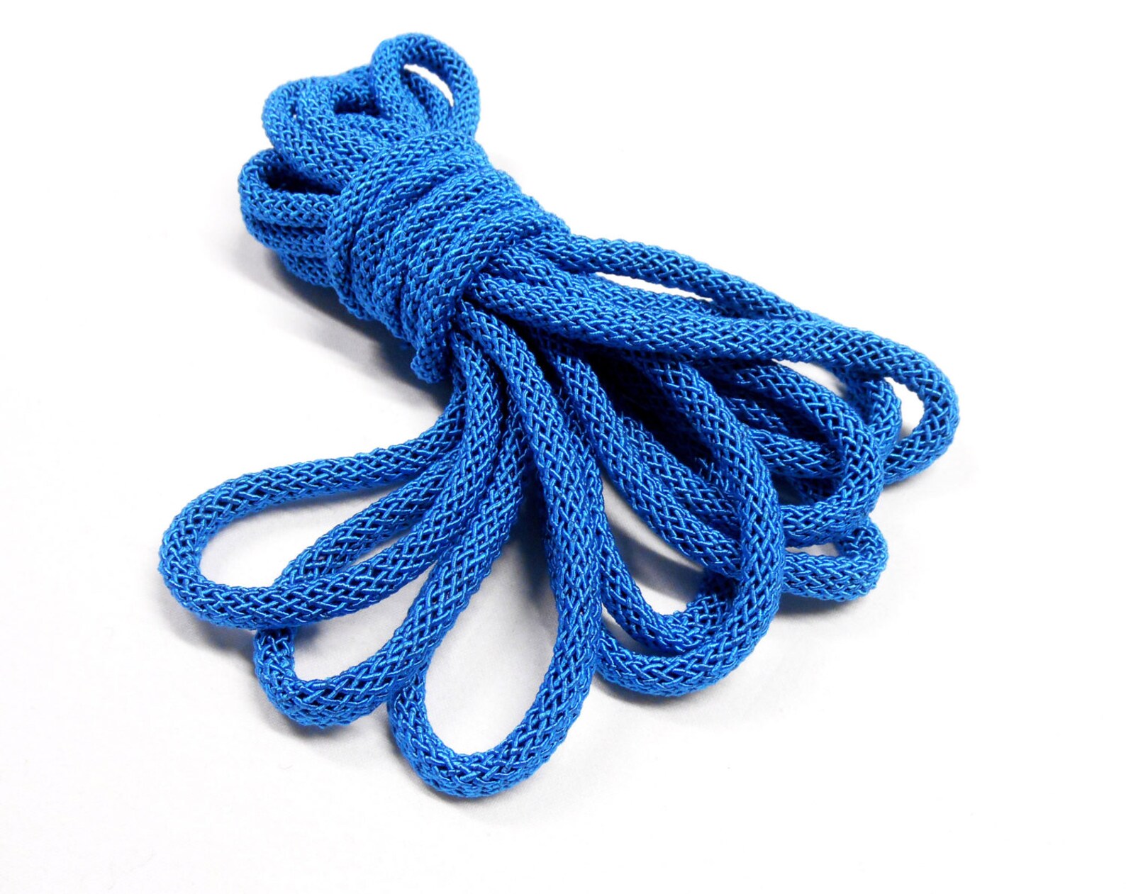 Blue Braided Oval Rope Cord, Semisoft Trim Cord, Artificial Silk Cord ...