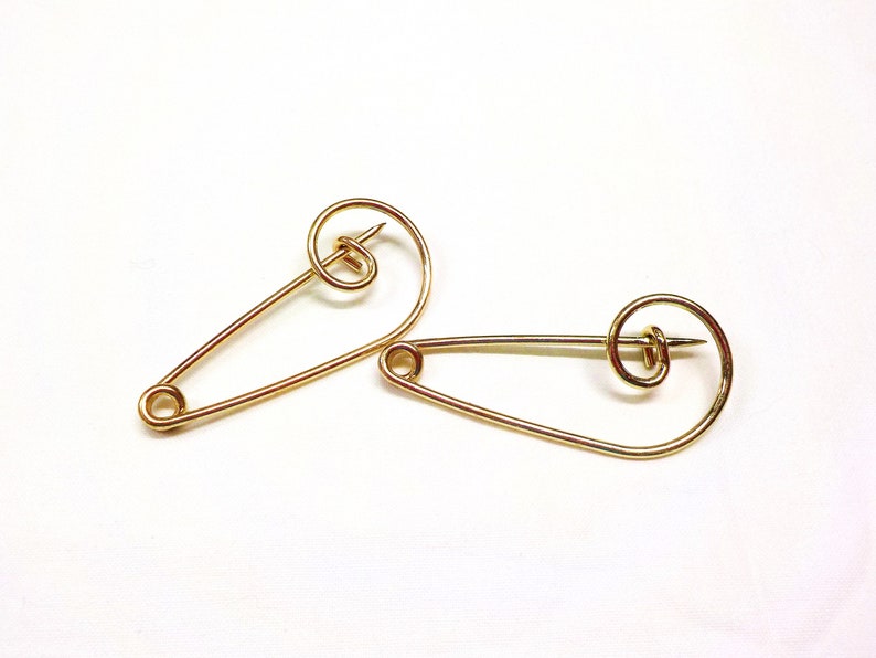 Large Gold Plated Safety Pin, Handmade Safety Pin Brooch, Charm Holder ...
