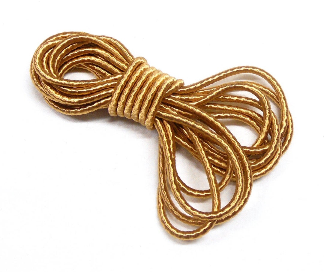 Gold Wrapped Silk Satin Cord, Gold Soutache Wrapped Thread Cord ...