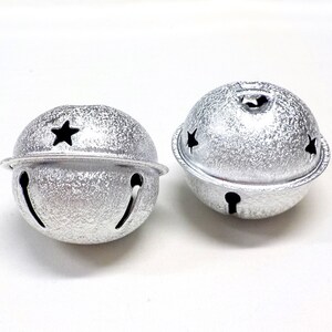 Silver Stardust Jingle Bells, Home Decor Bells, Large Round Sound Bells ...