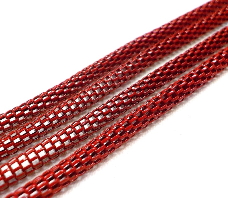 Red Round Steel Chain, Mesh Chain, Net Chain, Colored Round Chain 3mm ...