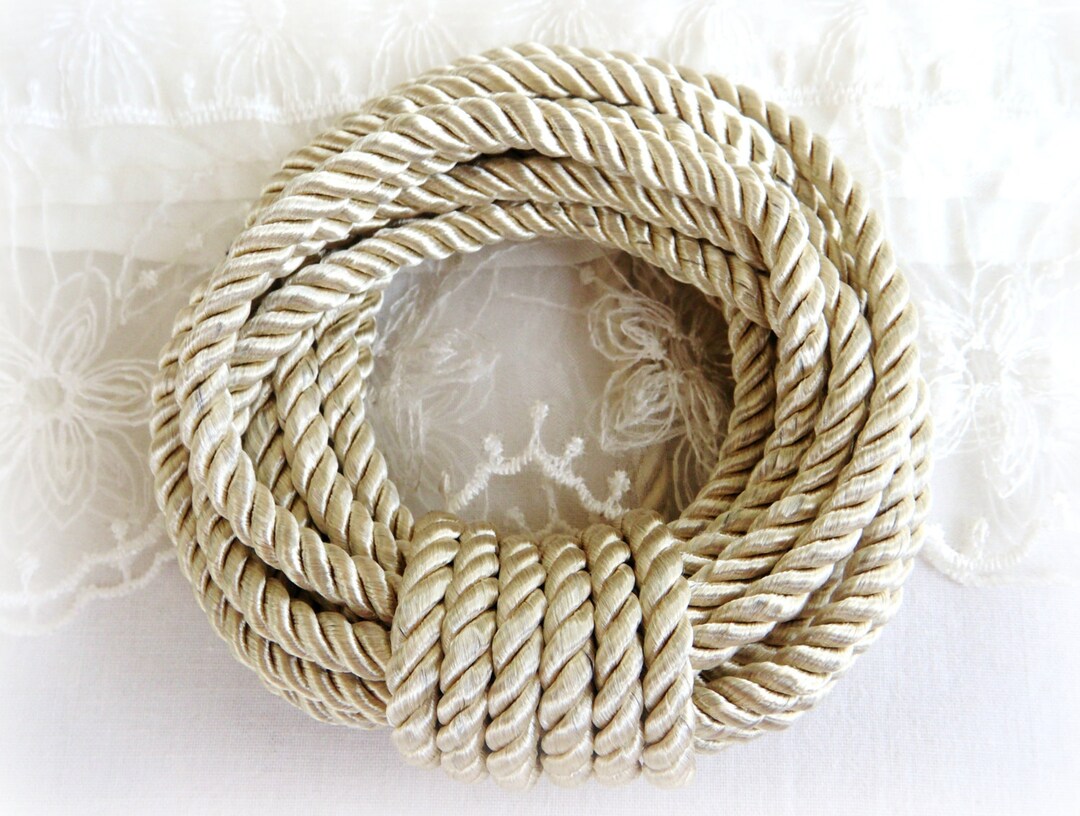 5mm Ivory Satin Twisted Cord, Wrapped Thread Cord, Rope Cord- 2 Yards ...