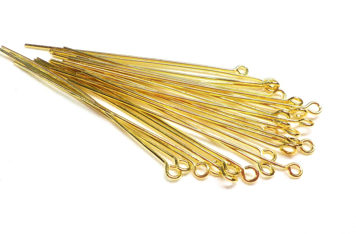 Gold Plated Over Brass Eye Pins, Eye Head Pins, Wire Wrapping Jewelry ...