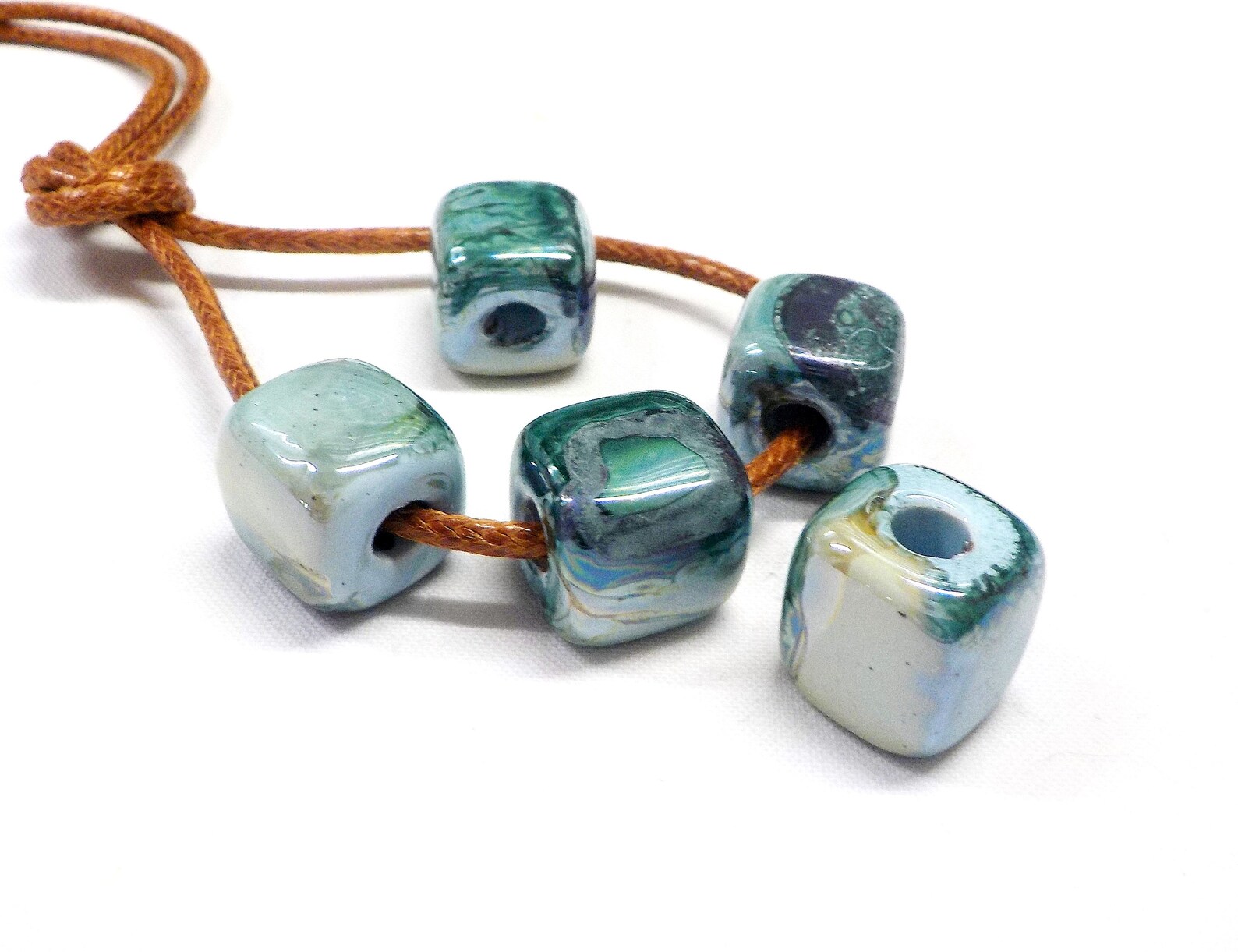 Blue Beige Multi Ceramic Cube Handmade Enameled Ceramic - Etsy