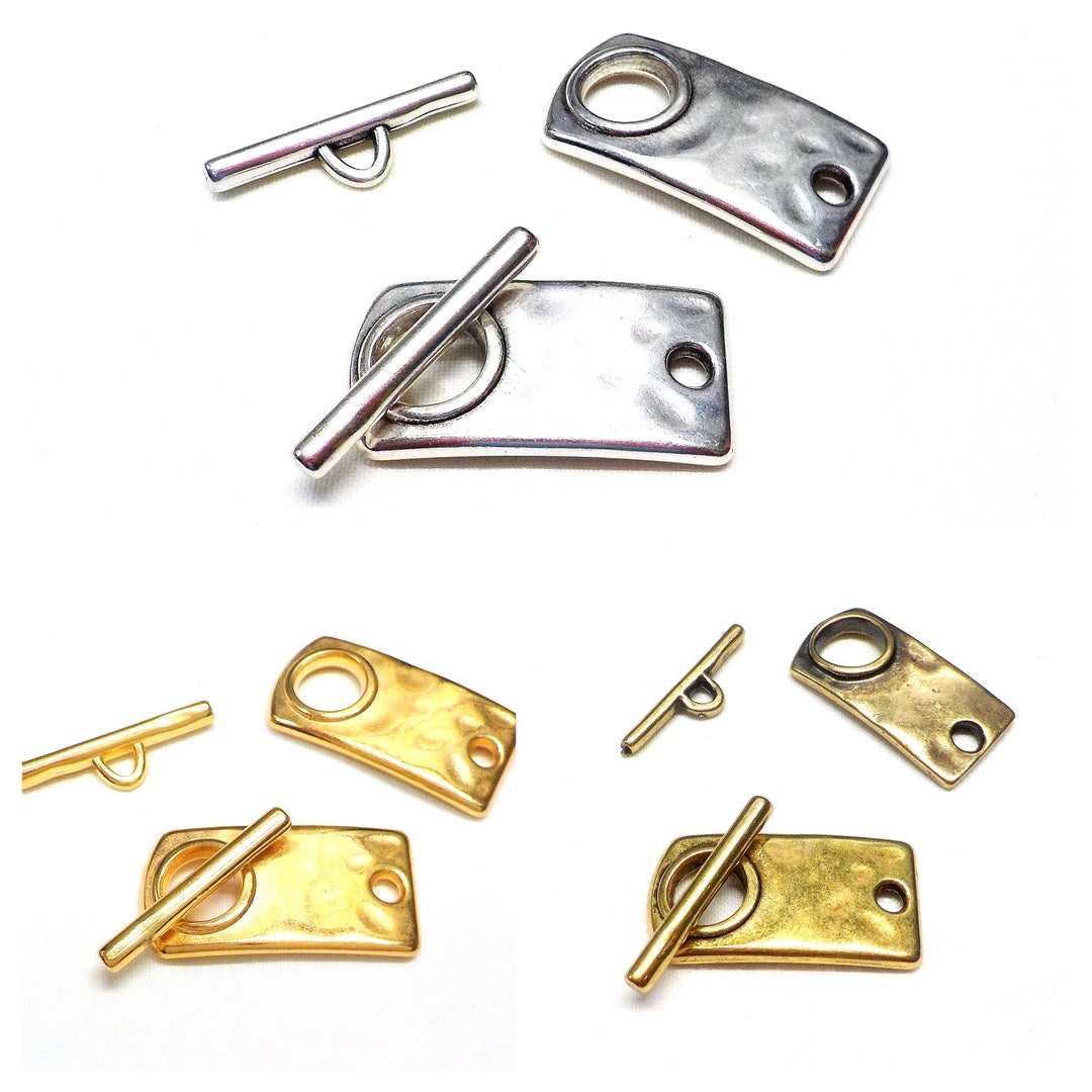 Rectangular Toggle Clasps, 999 Silver Plated 24K Gold Plated Bronze ...