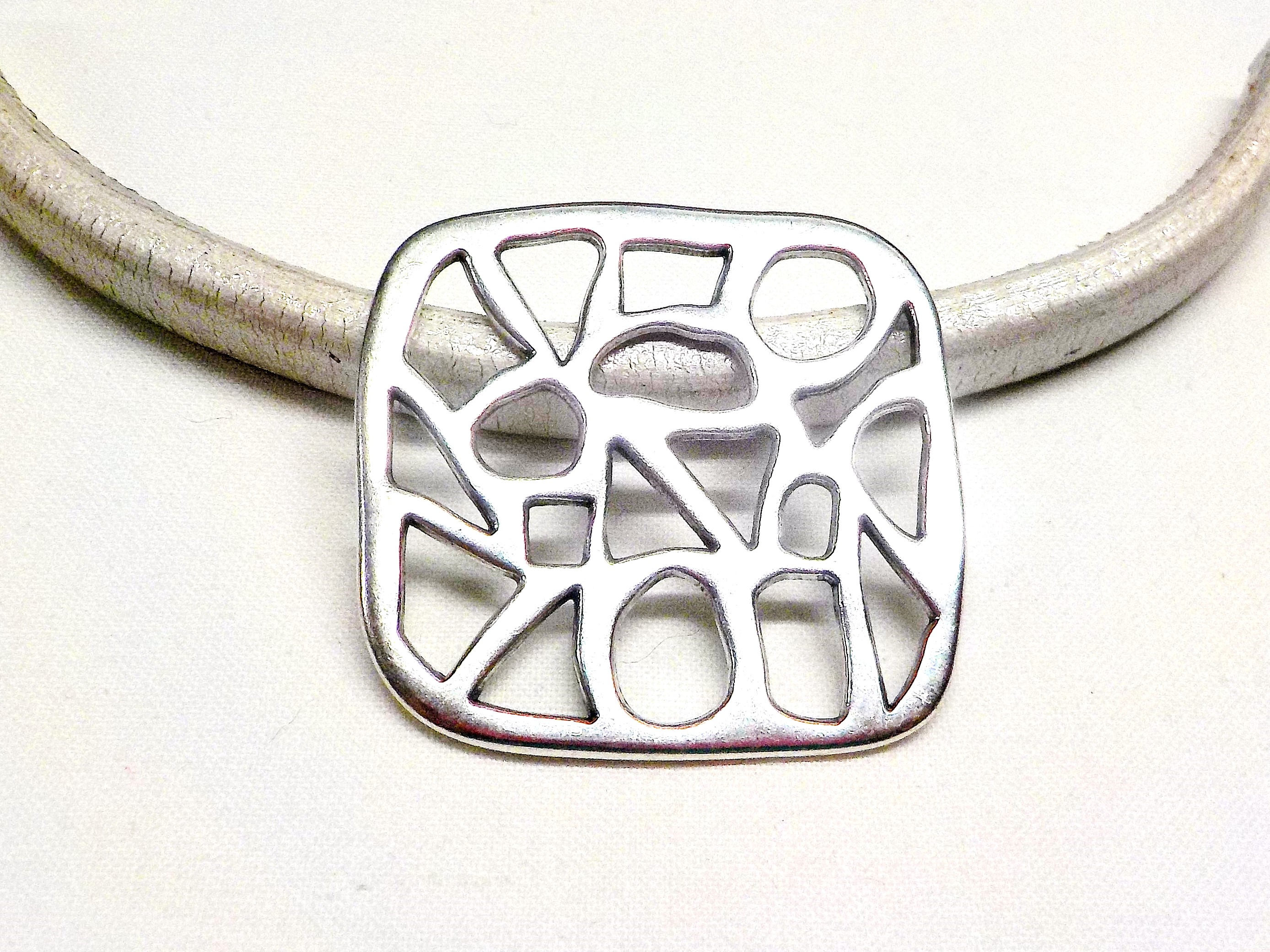 Silver Plated Square Charm Pendant Connector Link Necklace | Etsy