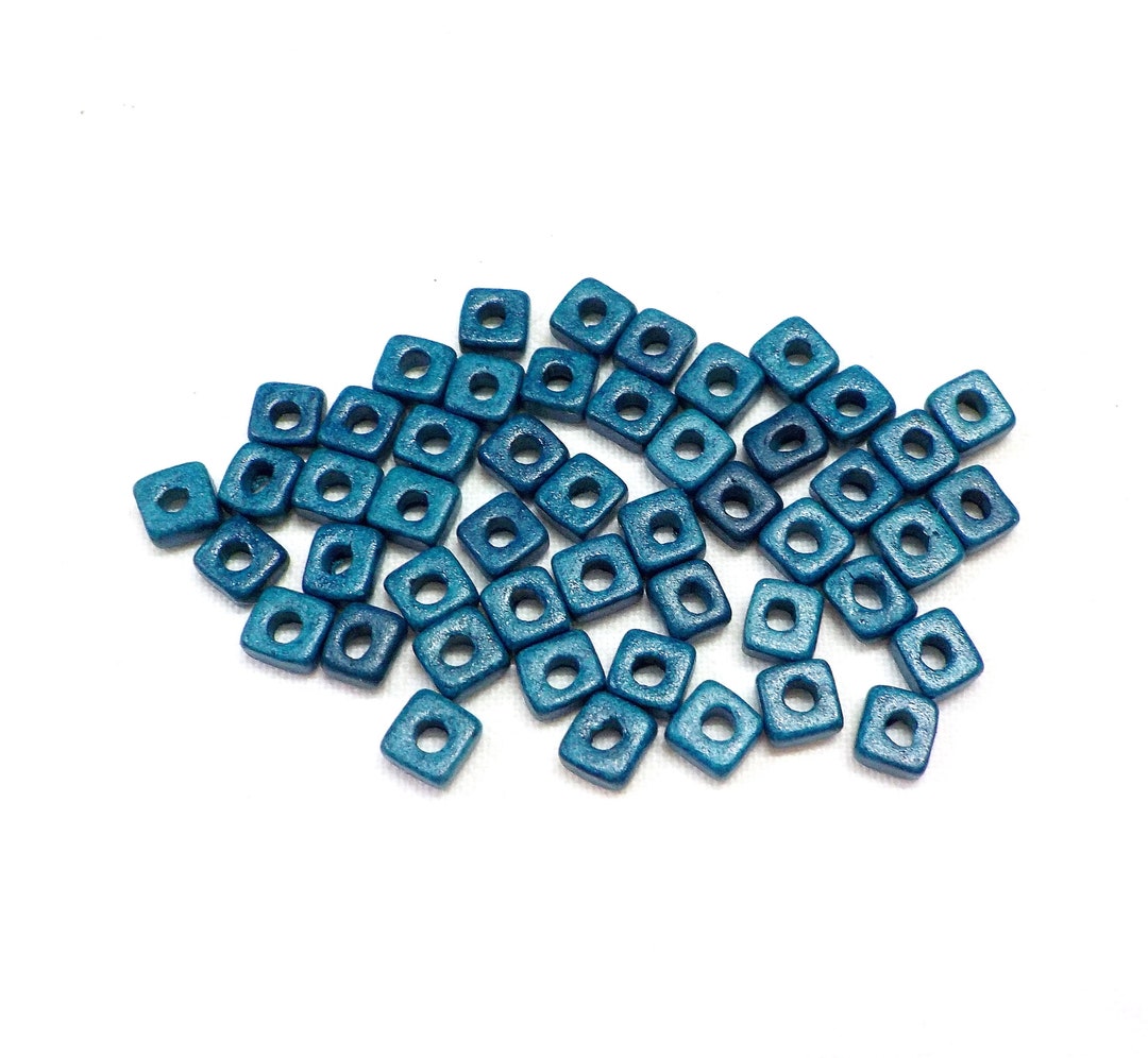 Greek Ceramic Square Washers, Square Beads, Spacer Square Beads, Blue ...