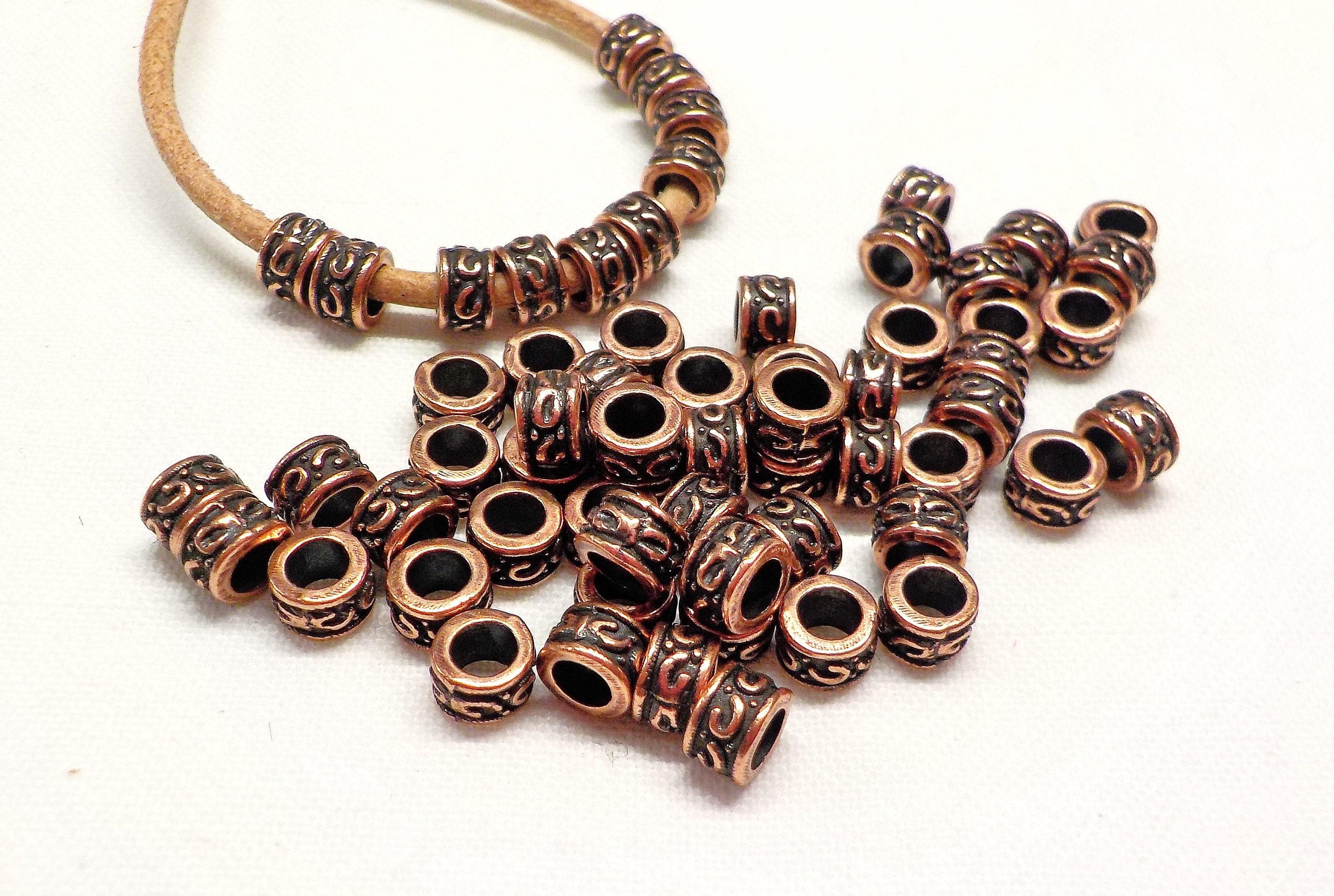 Copper Ethnic Metal Beads, Spacer Tube Beads, Copper Metal Sliders ...