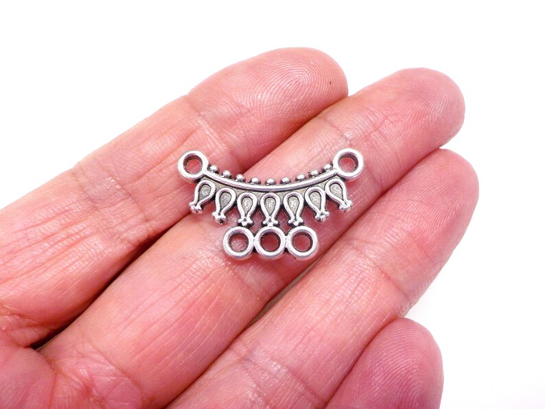 Silver Plated Filigree Bar Pendant, Boho Necklace Bar Connector With ...