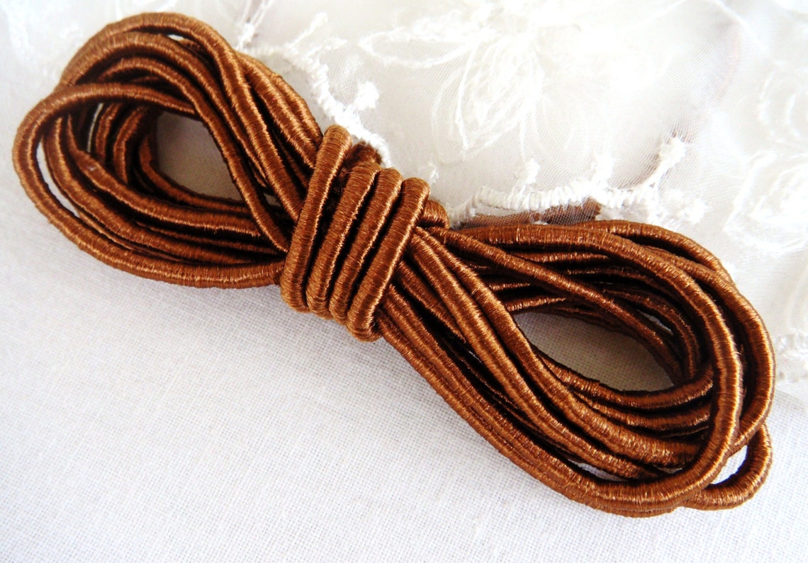 Brown Wrapped Silk Satin Cord Soutache Wrapped Thread Cord | Etsy