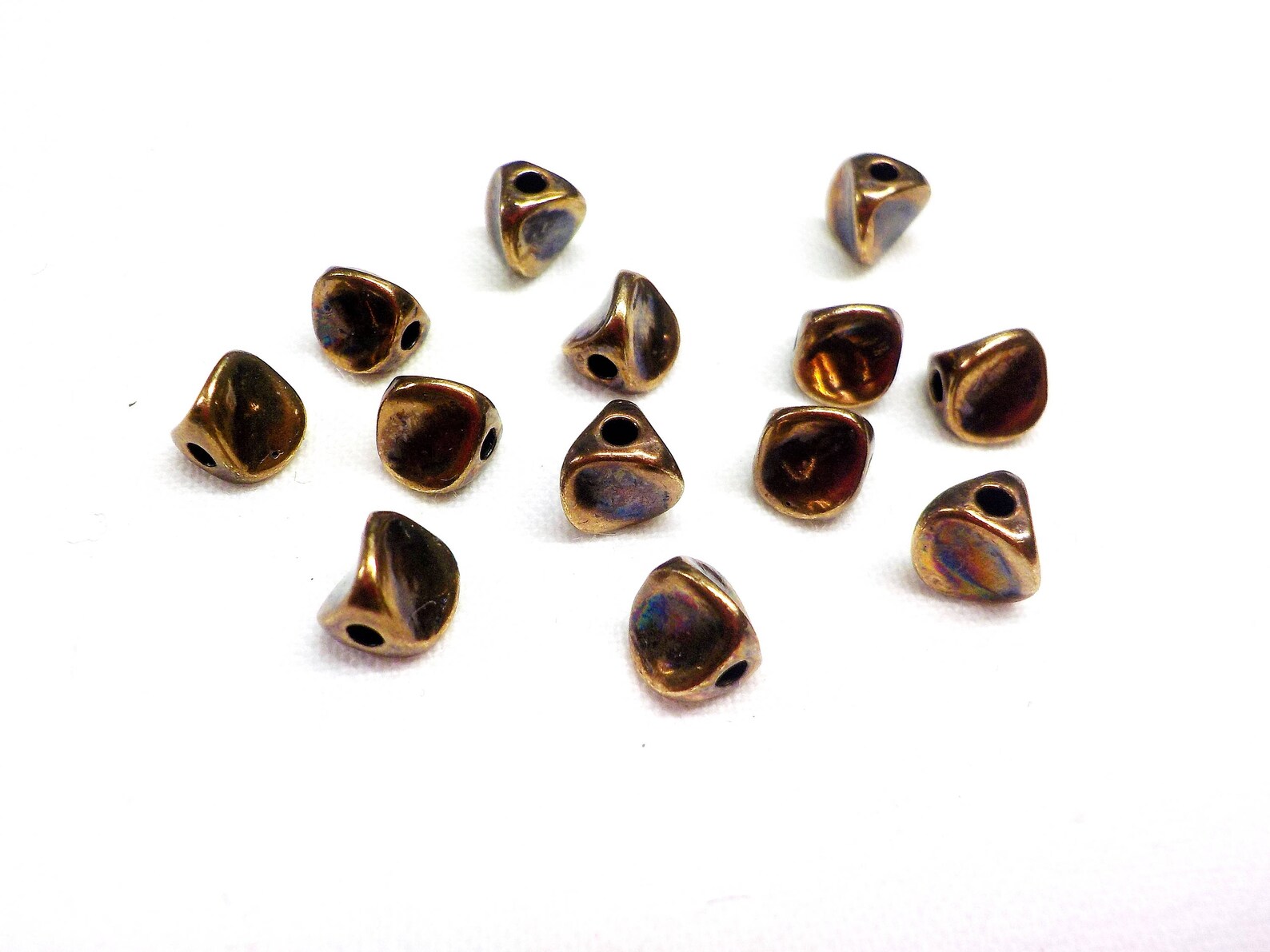 Bronze Plated Irregular Metal Beads, Brass Antique Spacer Tube Beads ...