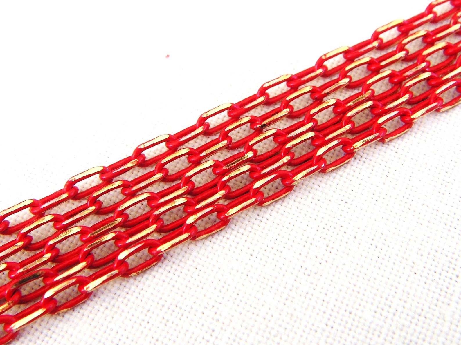 Gold Plated Red Colored Brass Chain Cable Chain | Etsy