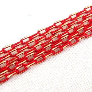 Gold Plated Red Colored Brass Chain, Cable Chain, Hypoallergenic, Non ...