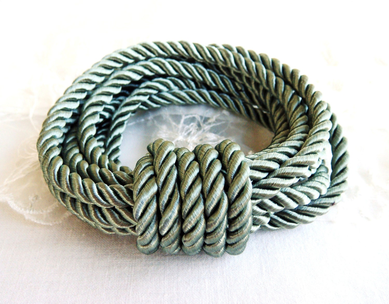 5mm Green Grey Satin Twisted Cord Wrapped Thread Cord Rope - Etsy