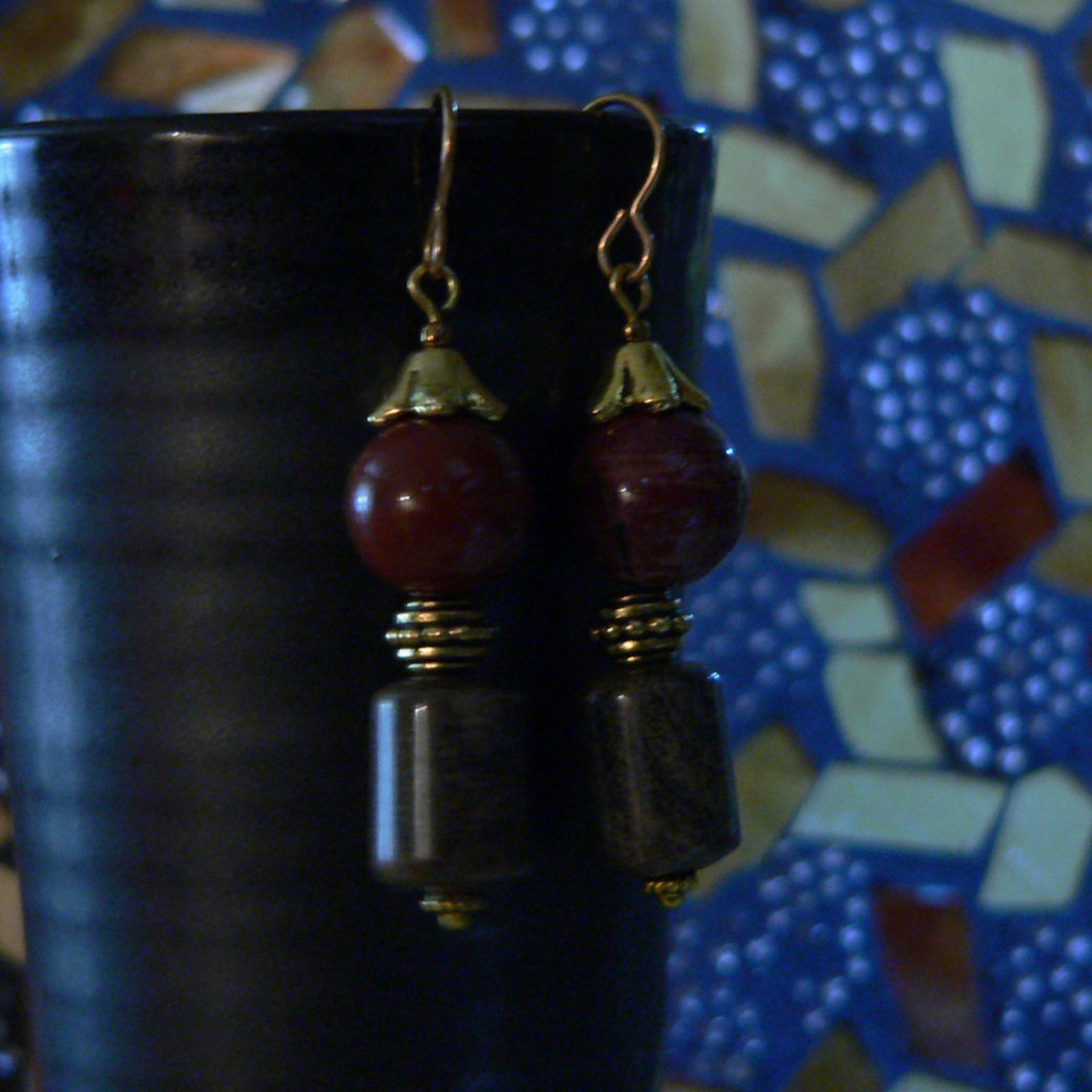 Red Earring, Gemstone Earring, Dangle Earring, Boho Earring, Handmade ...
