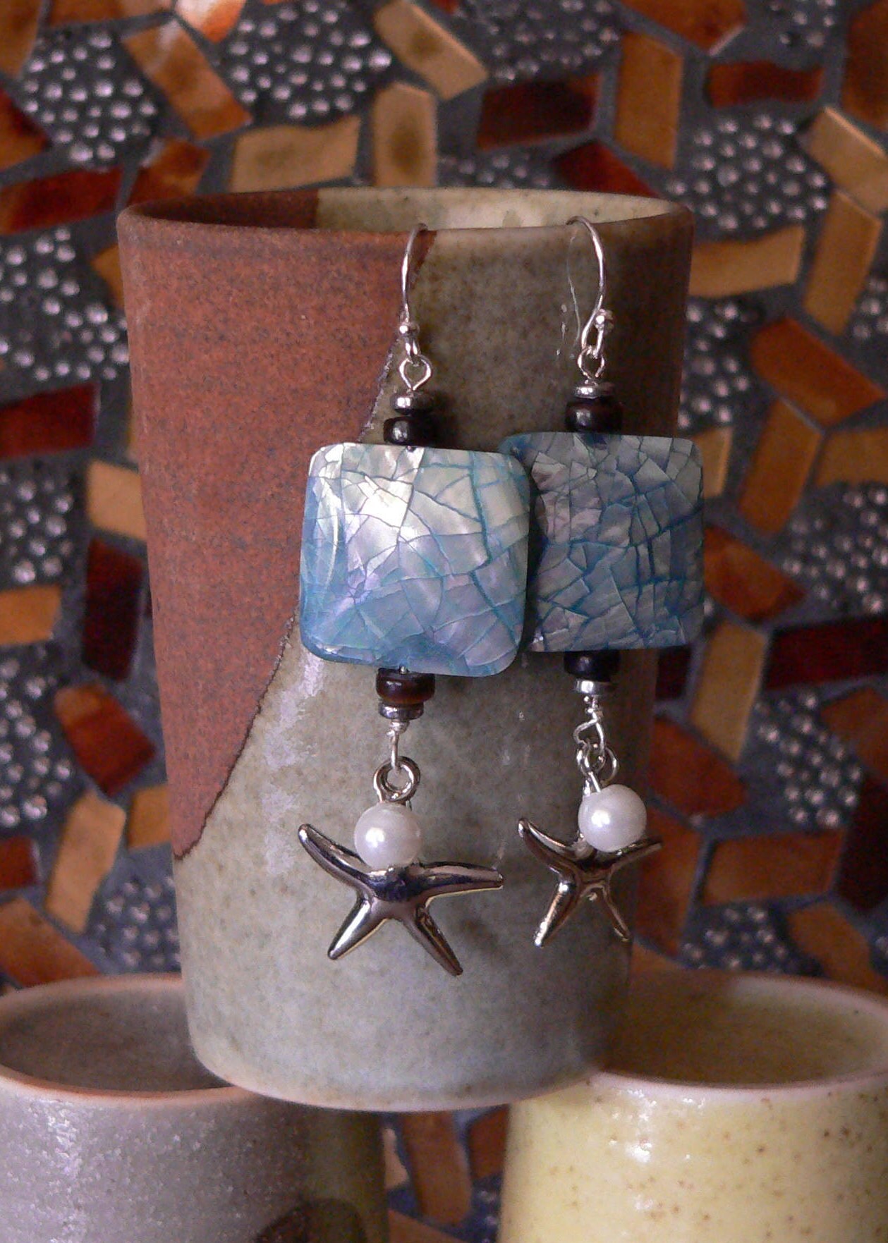 Beach Earring, Blue Earring, Shell Earring, Starfish Earring, Starfish ...