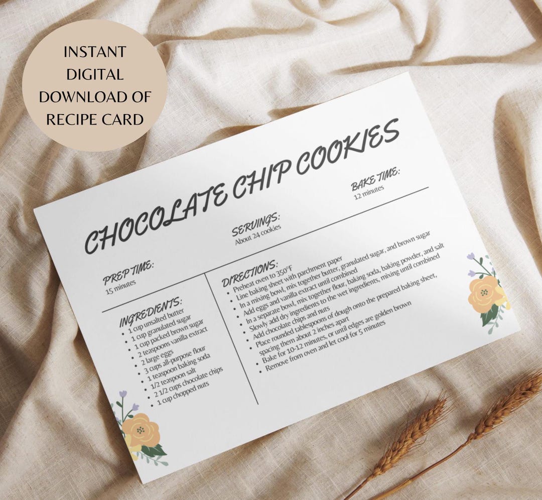 EDITABLE Recipe Card Template, Printable Recipe Card, Recipe Card ...