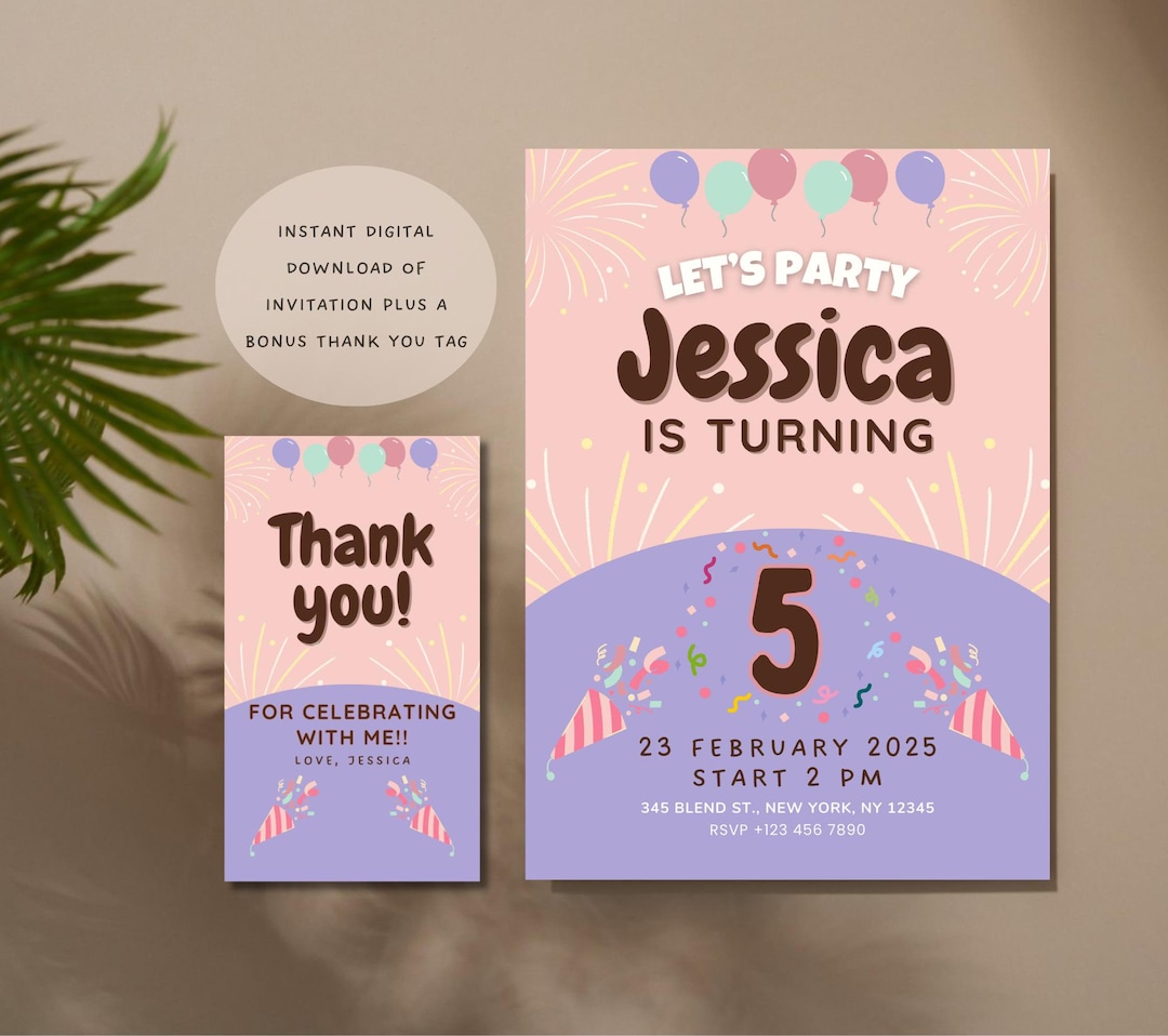 EDITABLE Girl's Birthday Invitation | Printable Birthday Party Invite ...