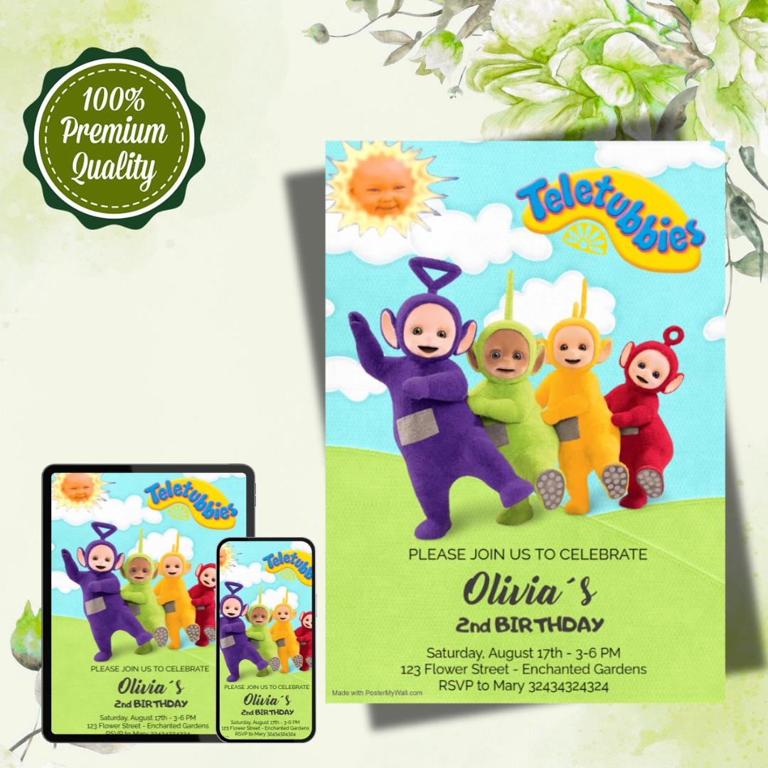 Editable Teletubbies Birthday Invitation Template Instant Download Printable and Customizable ...