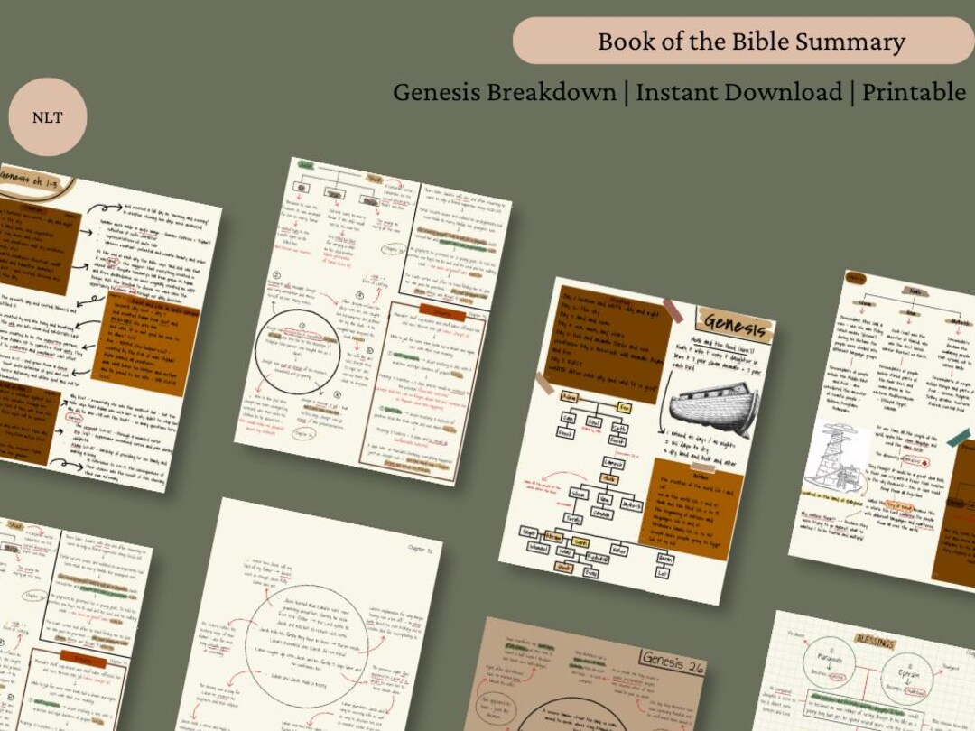 Genesis Bible Book Summary Printable Book Bible Summary Guide Bible ...