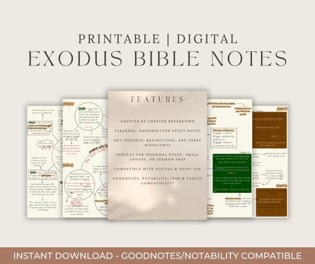Exodus Bible Book Summary Printable Book Bible Summary Guide Bible Book ...