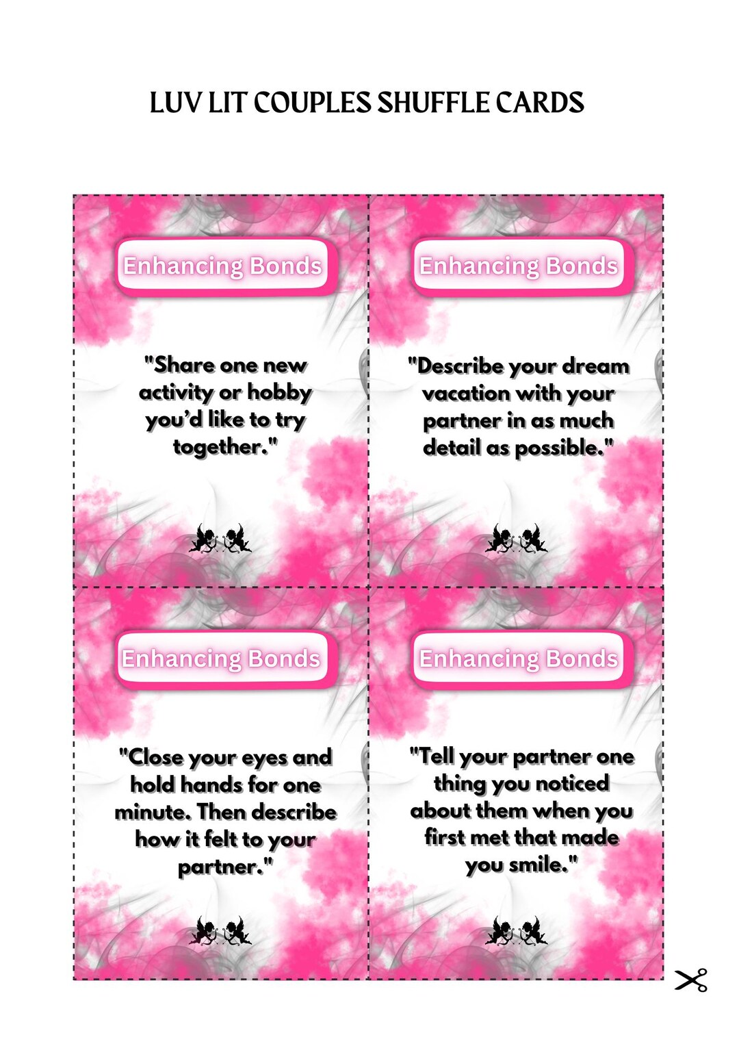 100 Printable Love Shuffle Cards- Romantic Shuffle Game for Couples ...