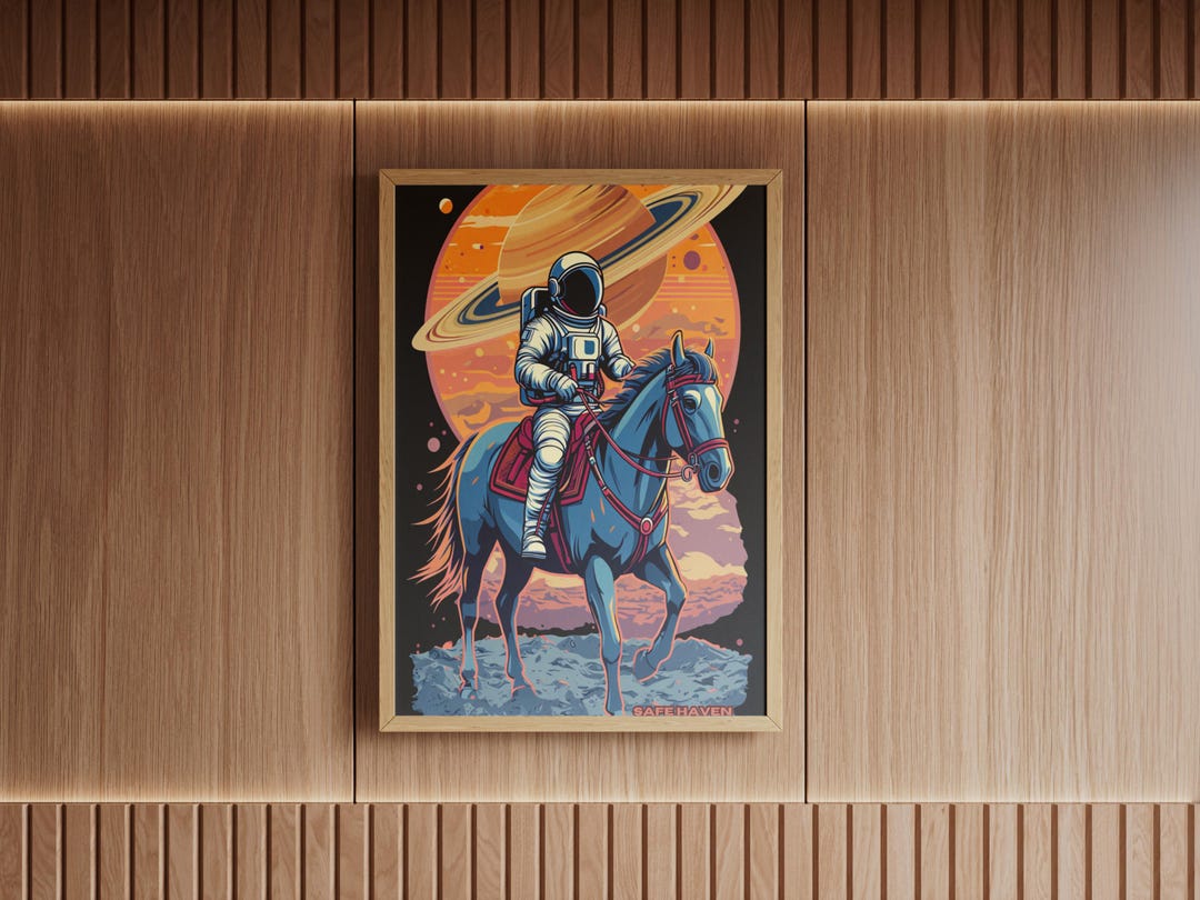 Retro Sci-fi Astronaut Art: Horse Space Traveller Print Astronaut Art ...