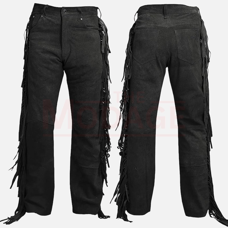 Leather Fringe Jeans Men - Etsy