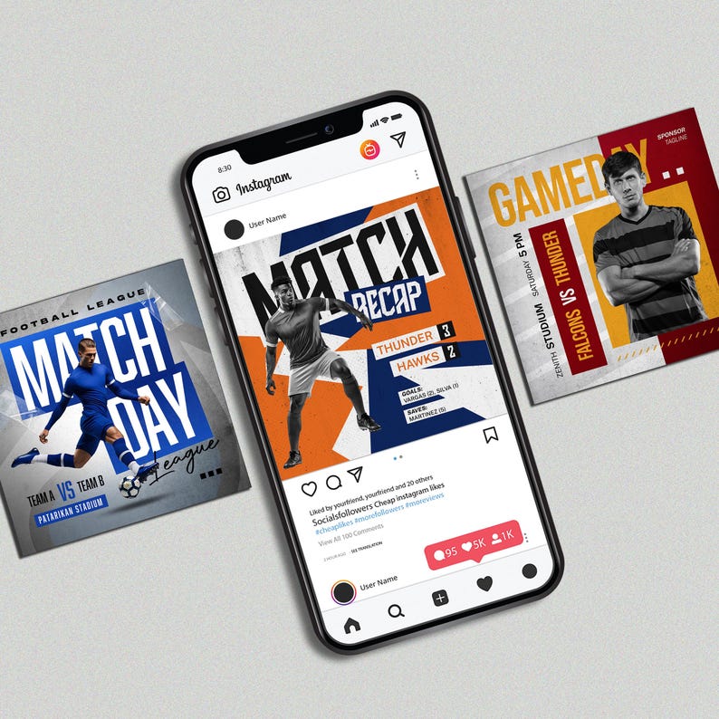 829 Sport Templates – Poster Flyer Social Media Soccer American ...