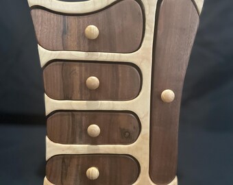 Jewelry Box, Bandsaw Box, Wood Craft, Trinket Box, Maple Wood, Walnut ...