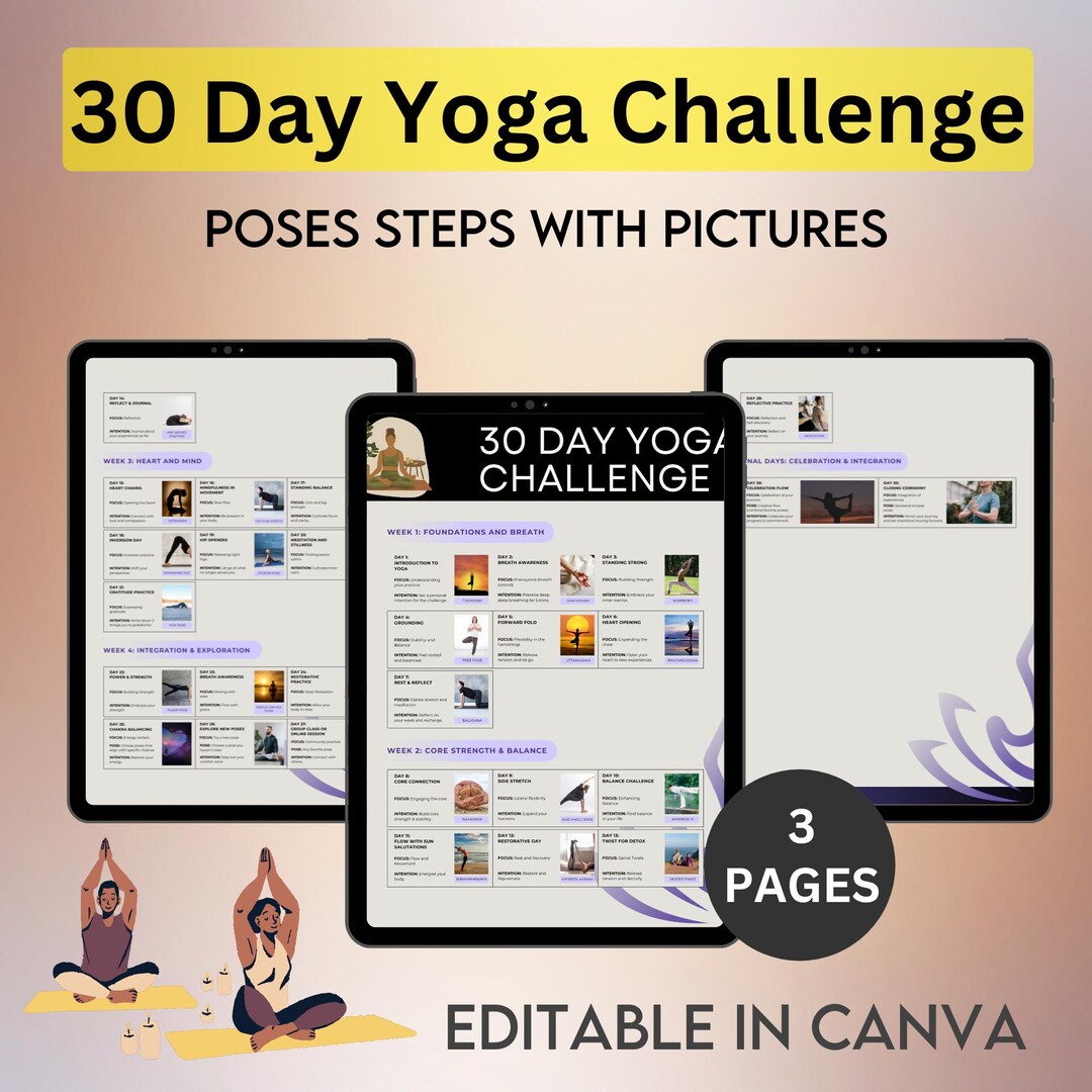 30 Day Yoga Challenge | Yoga Routine Workout Challenge | Yoga Poses ...
