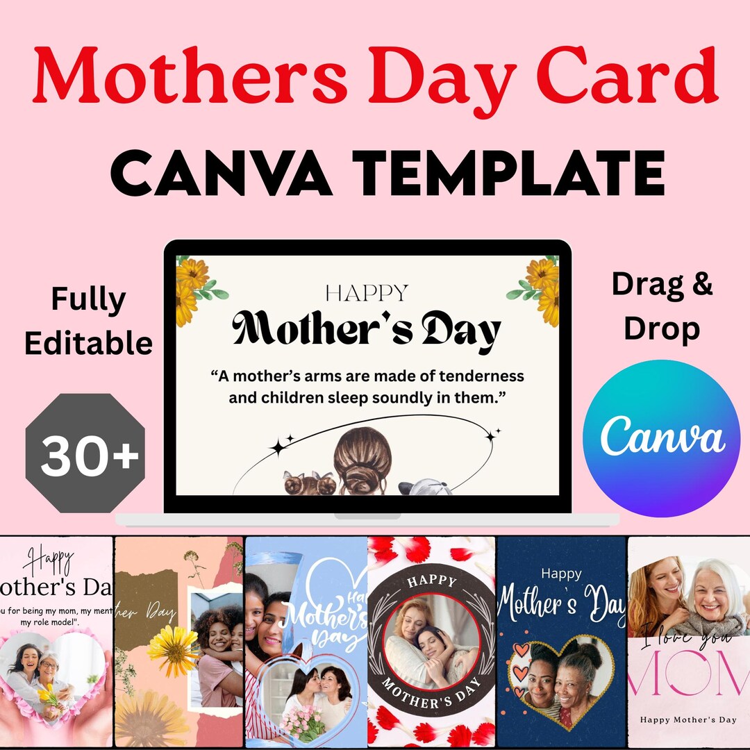 Editable Mothers Day Card: Printable Canva Template (digital Download ...
