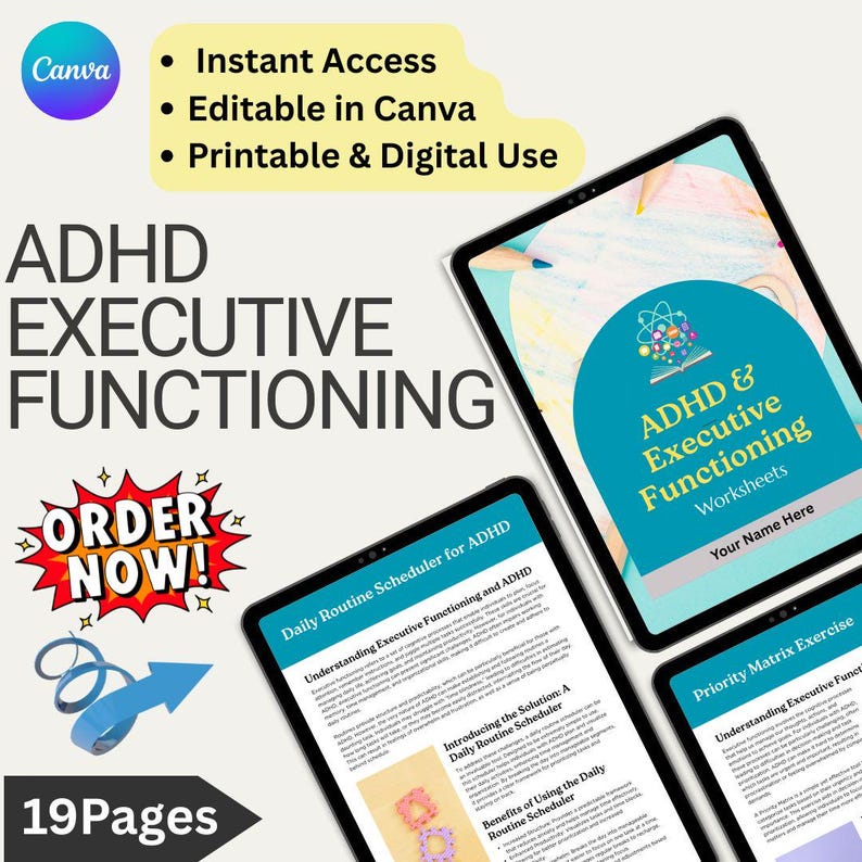 Executive Functioning Worksheets for ADHD – Printable PDF for Focus ...