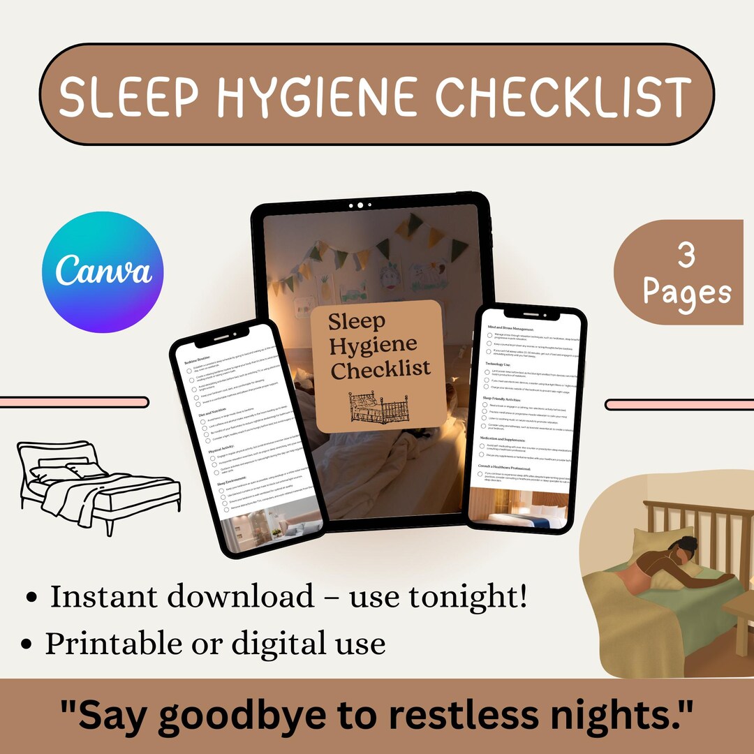 Sleep Routine Hygiene Checklist | Printable Bedtime Planner and Tracker ...