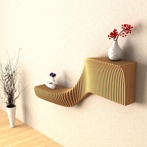 Parametric Wavy Wall Shelf: Handmade Wooden Floating Bookshelf - Etsy