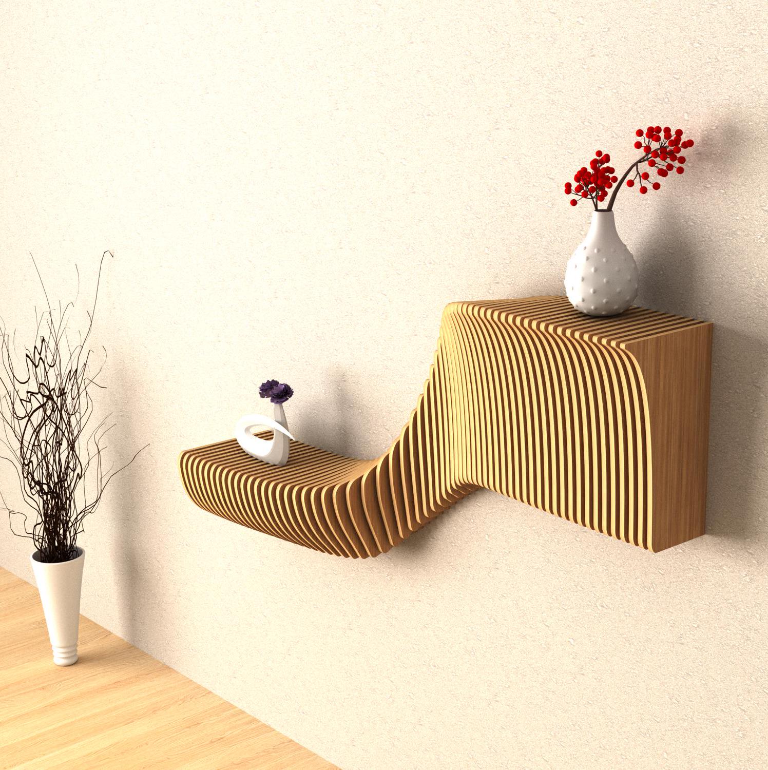 Parametric Wavy Wall Shelf: Handmade Wooden Floating Bookshelf - Etsy