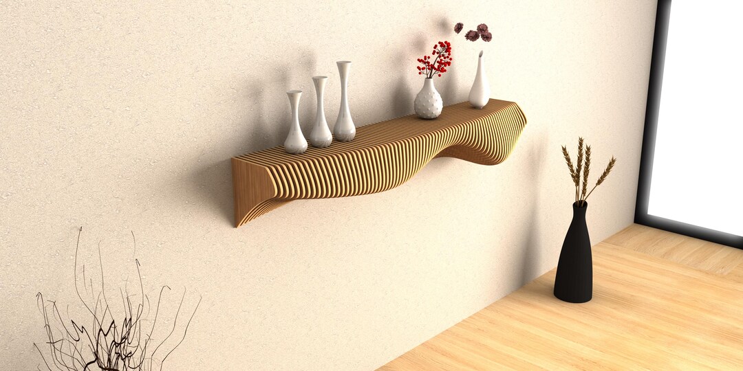 Parametric Wave Floating Shelf: Handmade MDF Wood Wall Hanging - Etsy